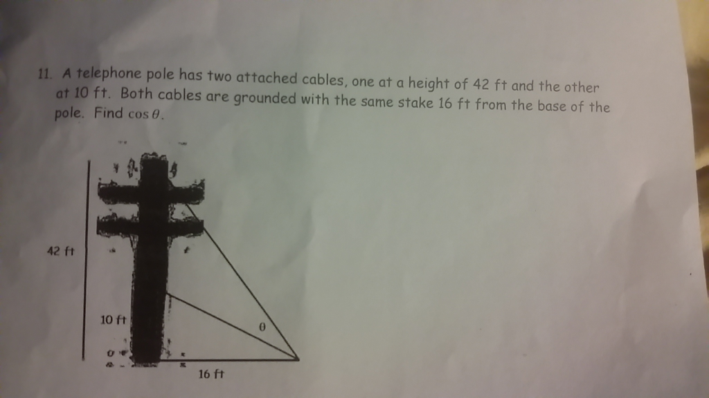 Solved 11. A telephone pole has two attached cables, one at | Chegg.com