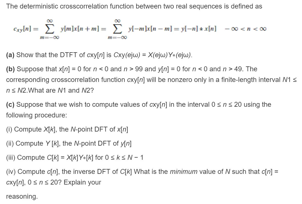 Solved The deterministic crosscorrelation function between | Chegg.com