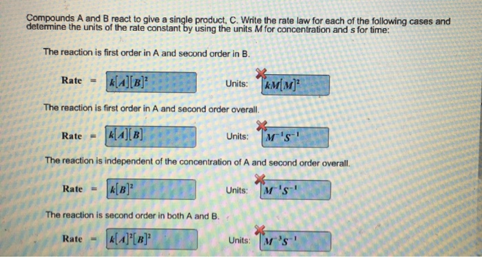 Solved Predict the rate law for the reaction, if the | Chegg.com