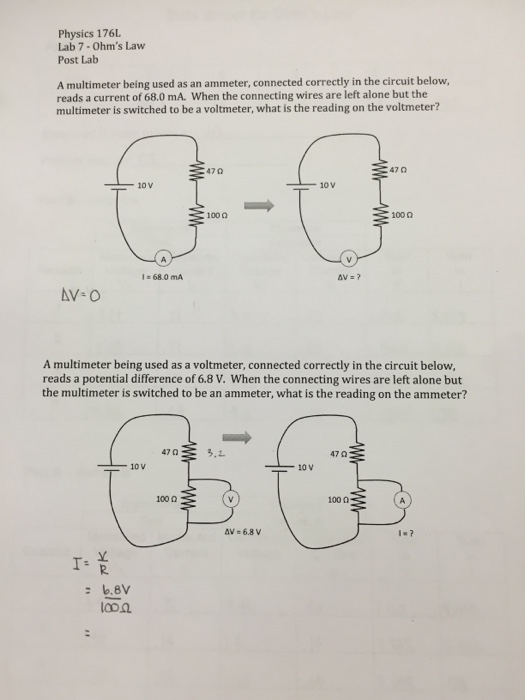 Solved A multimeter being used as an ammeter, connected | Chegg.com