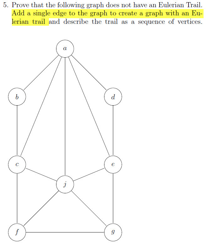 Prove that the following graph does not have an | Chegg.com