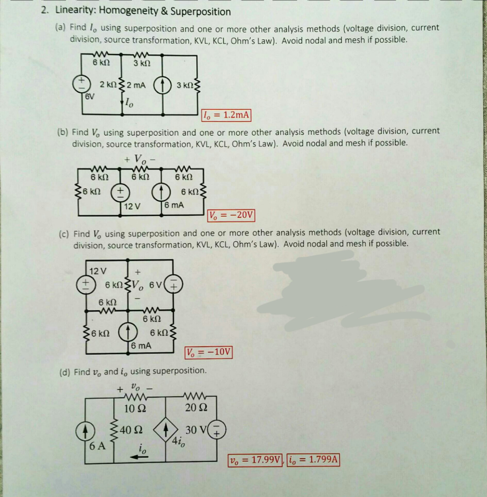 Solved Find I_o using superposition and one or more other | Chegg.com