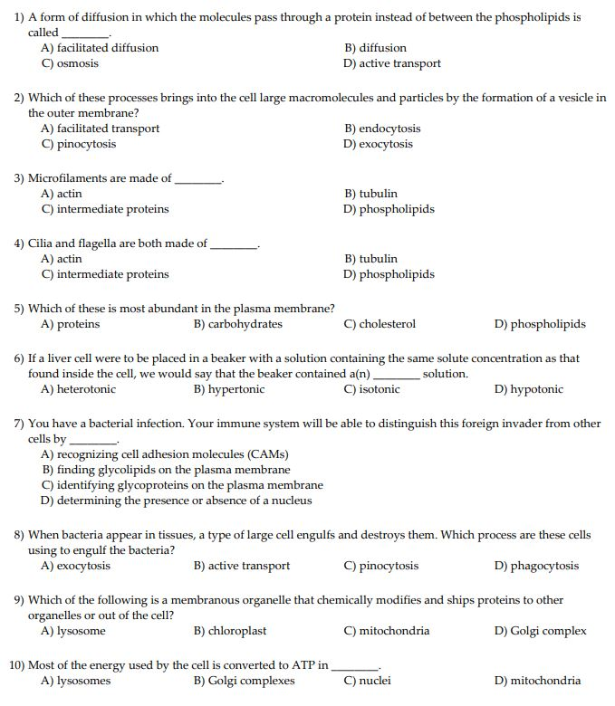 Solved 1) A form of diffusion in which the molecules pass | Chegg.com