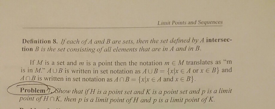 Solved Limit Points and Sequences Definition 8. If each of A | Chegg.com