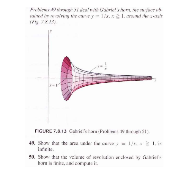 Solved Problems 49 through 51 deal with Gabriel's horn, the | Chegg.com