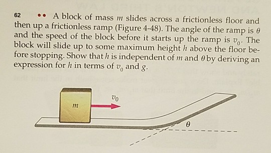 Solved 62 A block of mass m slides across a frictionless | Chegg.com