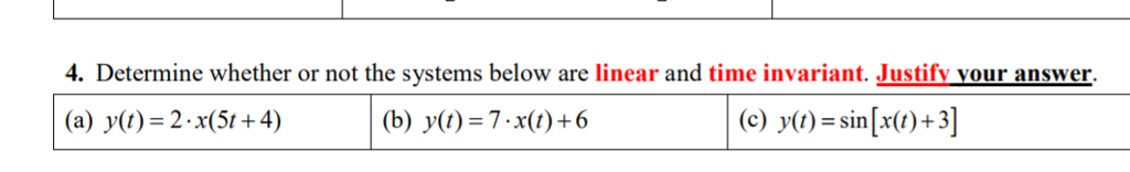 Solved Determine whether or not the systems below are linear | Chegg.com