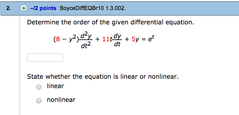 Solved Determine the order of the given differential | Chegg.com