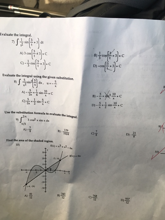 Solved Evaluate the integral. integral 1/t^2 sin (3/t + 3) | Chegg.com