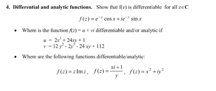 Solved 4. Differential and analytic functions. Show that | Chegg.com