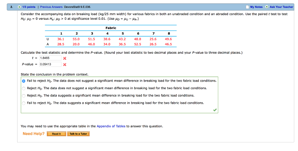 Solved Consider the accompanying data on breaking load | Chegg.com