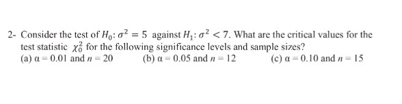 Solved Consider the test of H0::sigma^2 = 5 against