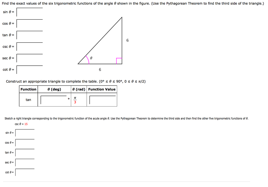Solved: Find The Exact Values Of The Six Trigonometric Fun... | Chegg.com