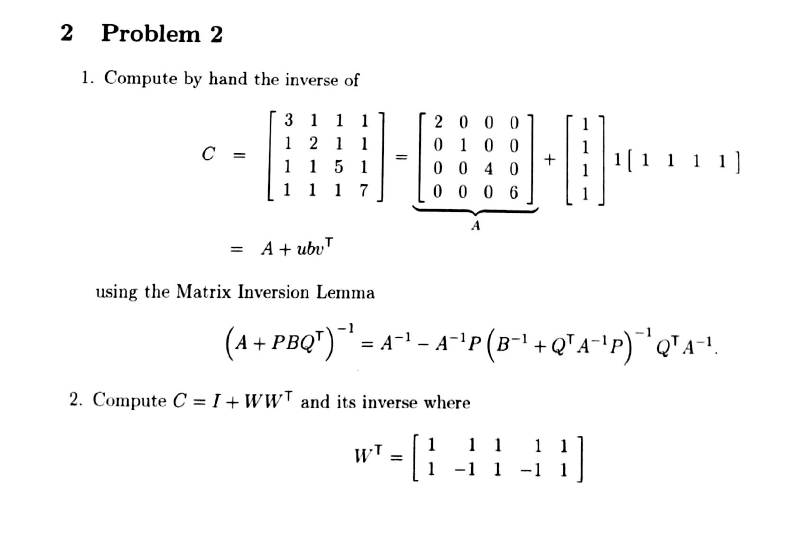 1. Compute by hand the inverse of using the Matrix | Chegg.com