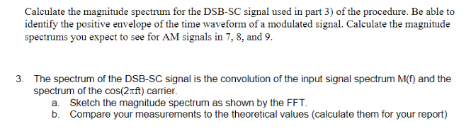 Calculate the magnitude spectrum for the DSB-SC | Chegg.com