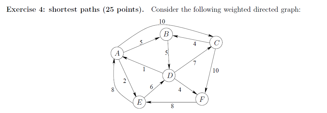 Consider the following weighted directed graph: | Chegg.com Consider the following weighted directed graph: | Chegg.com
