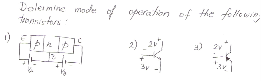 Solved Determine mode opera on of the transistors low n 2) 2 | Chegg.com