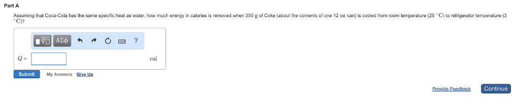 Solved Part A Assuming that Coca-Cola has the same specific | Chegg.com
