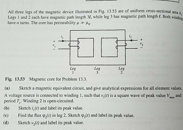 Solved All three legs of the magnetic device illustrated in | Chegg.com
