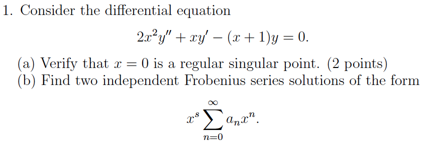 Solved Consider the differential equation 2x^2y" + xy' - (x | Chegg.com