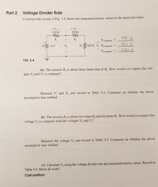 Solved Voltage Divider Rule Construct the circuit of Fig. | Chegg.com