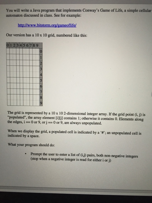 Solved You will write a Java program that implements | Chegg.com