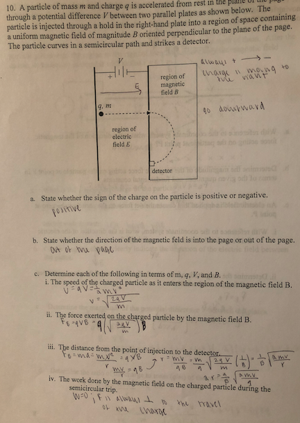 Solved 10. A particle of mass m and charge g is accelerated | Chegg.com
