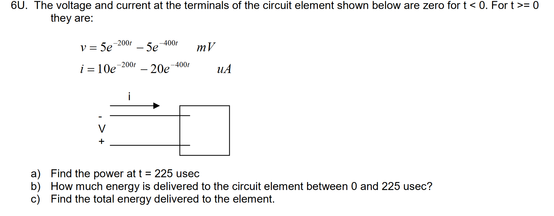 Solved The voltage and current at the terminals of the | Chegg.com