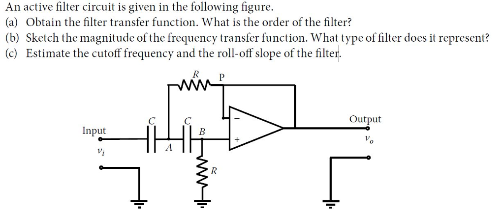 Solved An active filter circuit is given in the following | Chegg.com