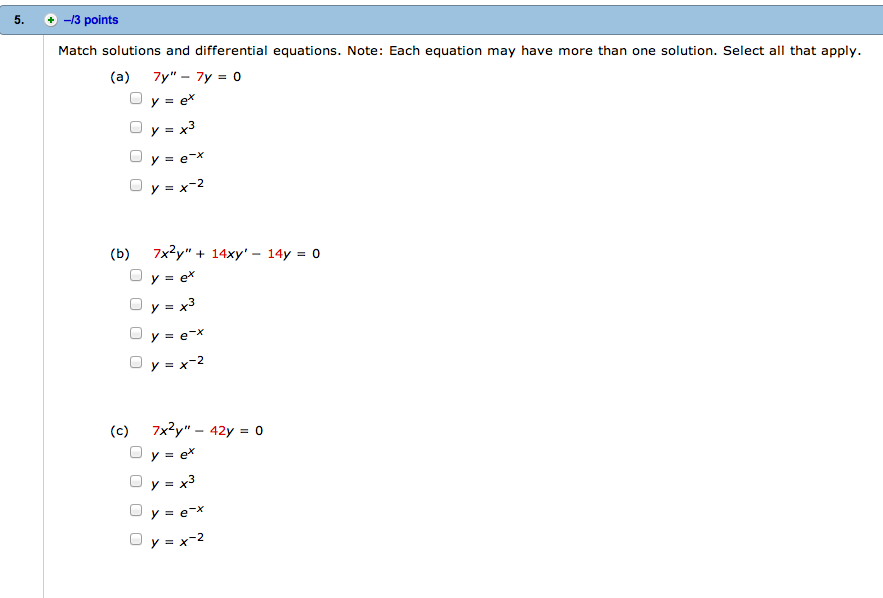 Solved Match solutions and differential equations. Note: | Chegg.com Solved Match solutions and differential equations. Note: | Chegg.com