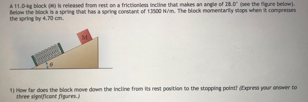Solved A 11.0-kg block (M) is released from rest on a | Chegg.com