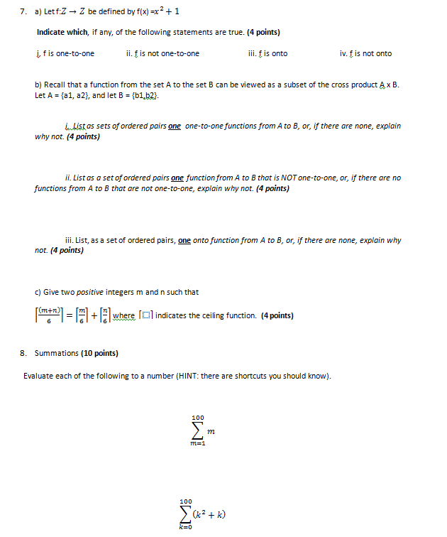 Solved Let f: Z rightarrow Z be Defined by f(x) = x^2 + 1 | Chegg.com