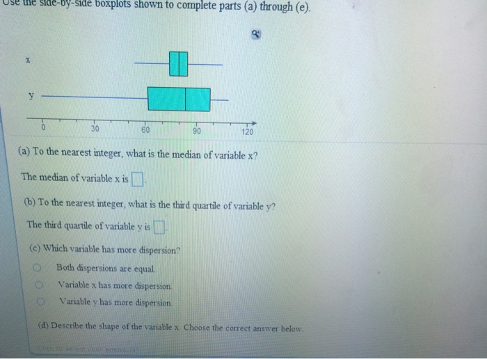Solved Use The Side By Side Boxplots Shown To Complete Parts 