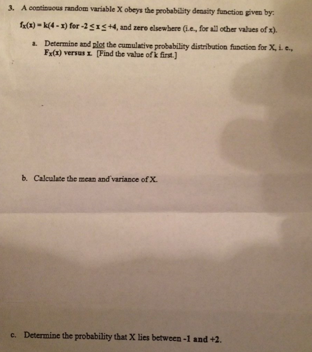 Solved A continuous random variable X obeys the probability | Chegg.com