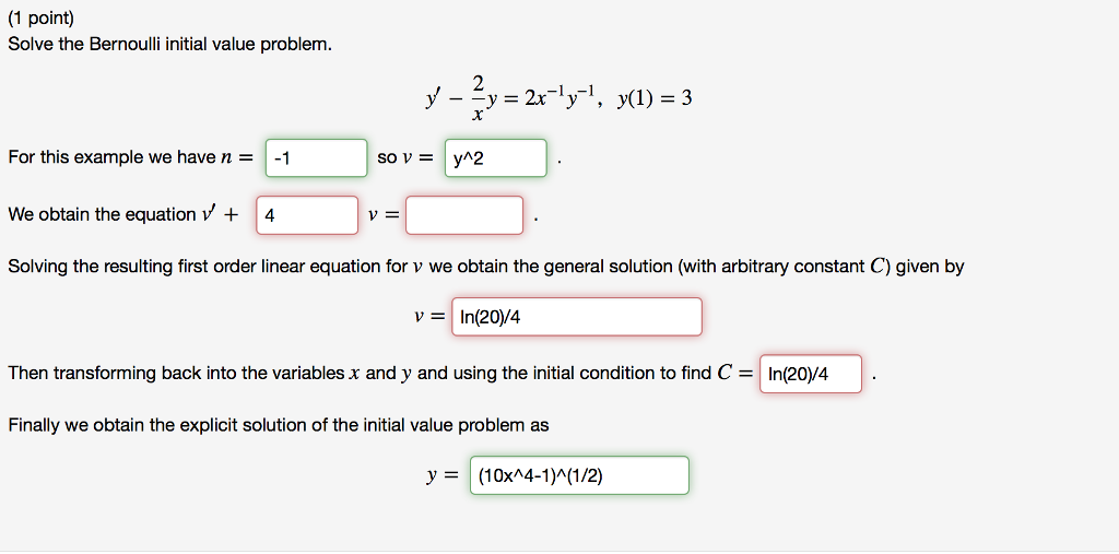 Solved Solve the Bernoulli initial value problem. Y' - 2/x | Chegg.com