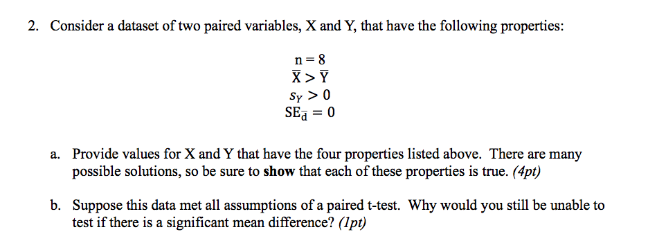 Consider A Dataset Of Two Paired Variables X And Y