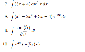 Solved integral (3x + 4) csc^2 x dx. integral (x^3 - 2x^2 + | Chegg.com