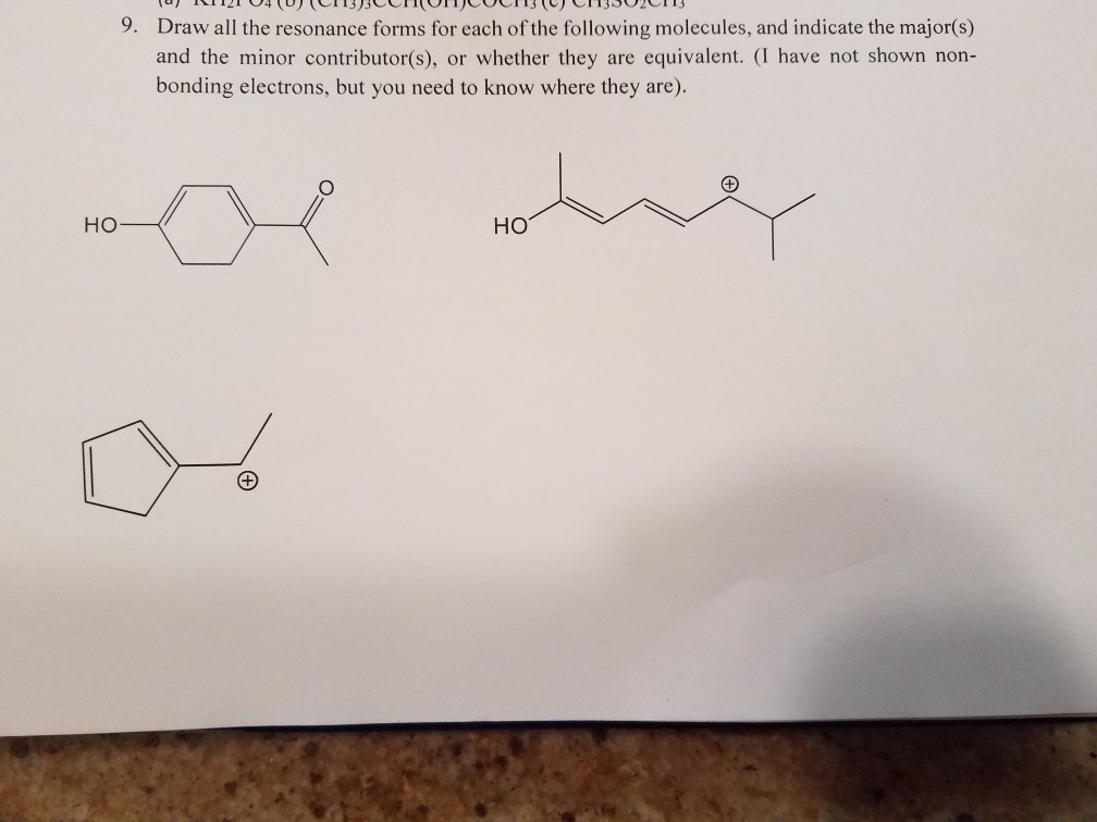 Solved 9. Draw all the resonance forms for each of the | Chegg.com