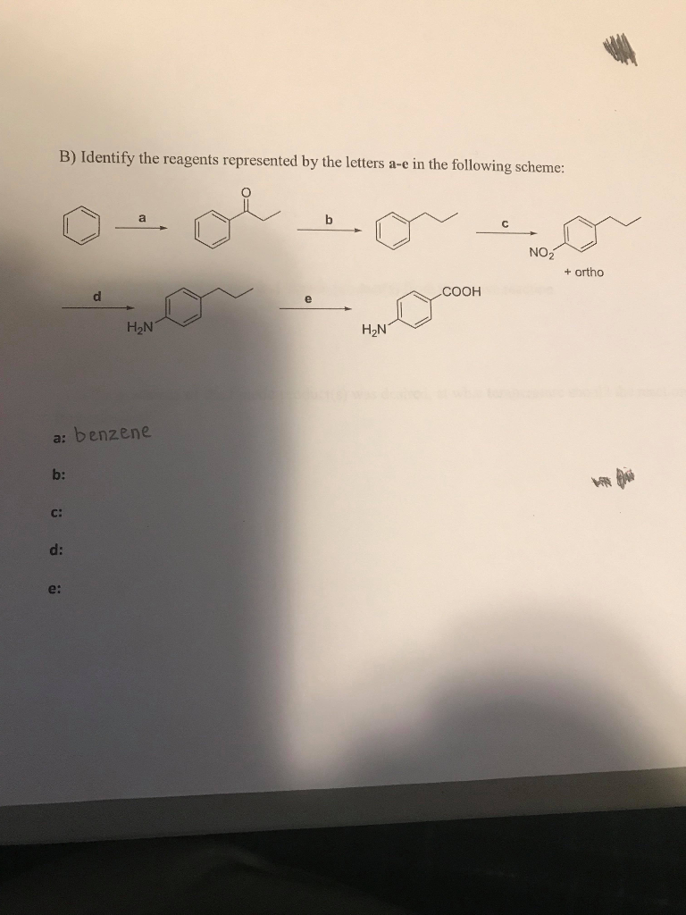 Solved Identify the reagents represented by the letters a-e | Chegg.com
