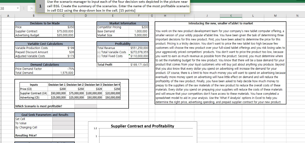 38 Use the scenario manager to input each of the four | Chegg.com