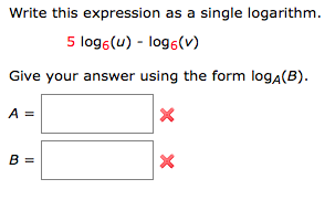 Solved Write this expression as a single logarithm 5 log6(u) | Chegg.com