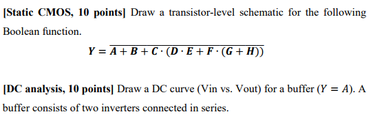 Solved Static CMOS, 10 points] Draw a transistor-level | Chegg.com