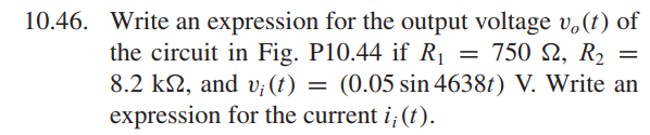 Solved Write an expression for the output voltage vo(t) of | Chegg.com