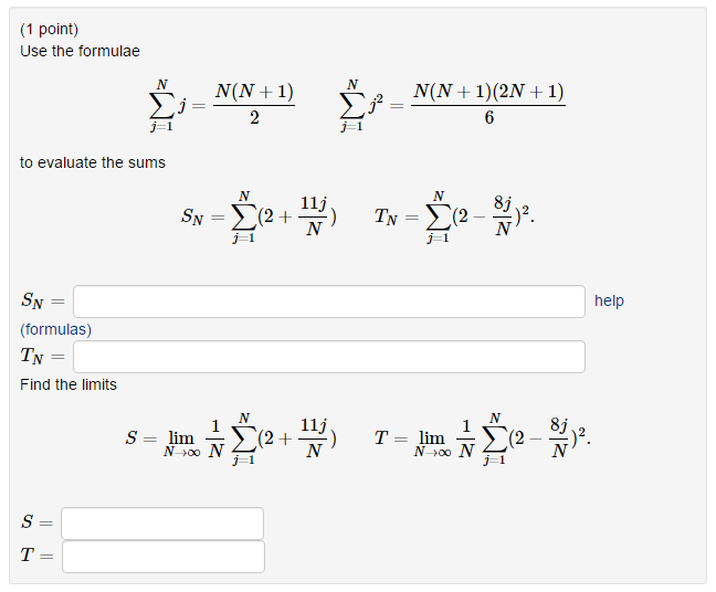 Solved Use the formulae sigma^N_j = 1 j = N(N + 1)/2 | Chegg.com