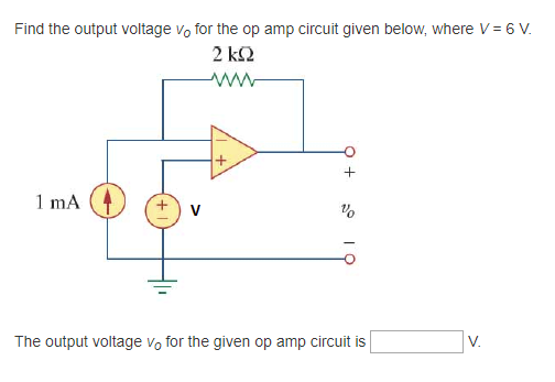 Solved Find the output voltage vo for the op amp circuit | Chegg.com