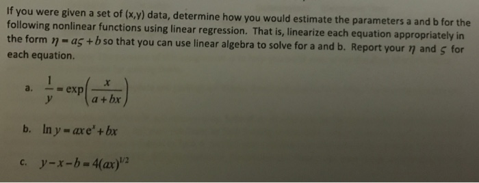 Solved If you were given a set of (x, y) data, determine how | Chegg.com