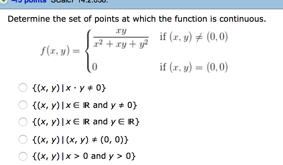 Solved Determine the set of points at which the function is | Chegg.com