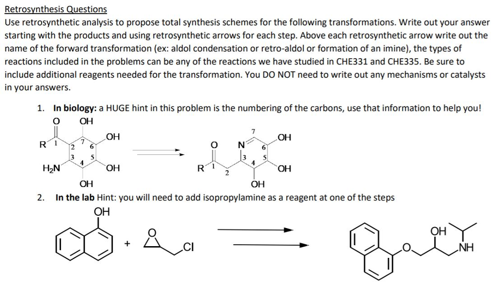 Solved Retrosynthesis Questions Use retrosynthetic analysis | Chegg.com