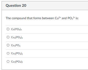Solved Question 20 The compound that forms between Cu2+ and | Chegg.com