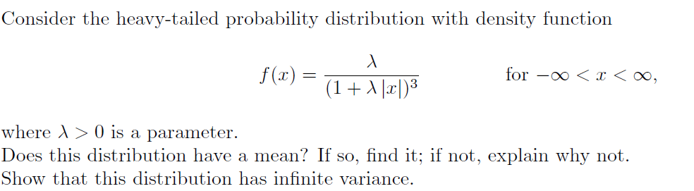 Solved Consider the heavy-tailed probability distribution | Chegg.com